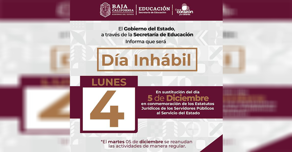 Confirma Secretaría de Educación día inhábil para educación básica ...