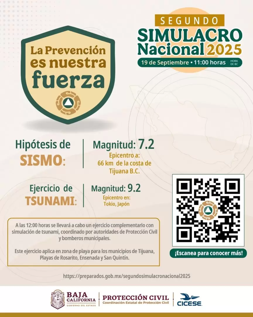 Invita Protección Civil de Baja California a participar en el Segundo Simulacro Nacional 2025 ...